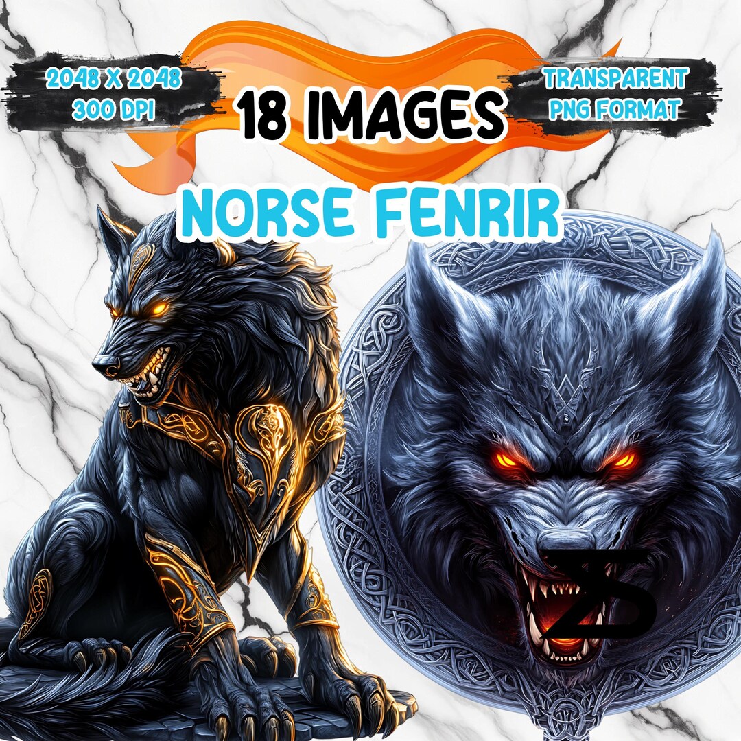 Watercolor Norse Fenrir PNG Image on Transparent Background, Digital ...