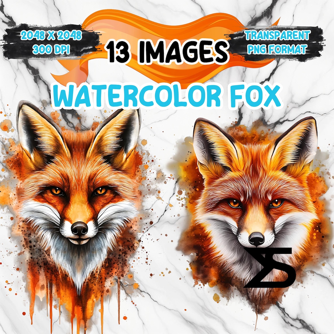 Watercolor Watercolor Fox PNG Image on Transparent Background, Digital ...