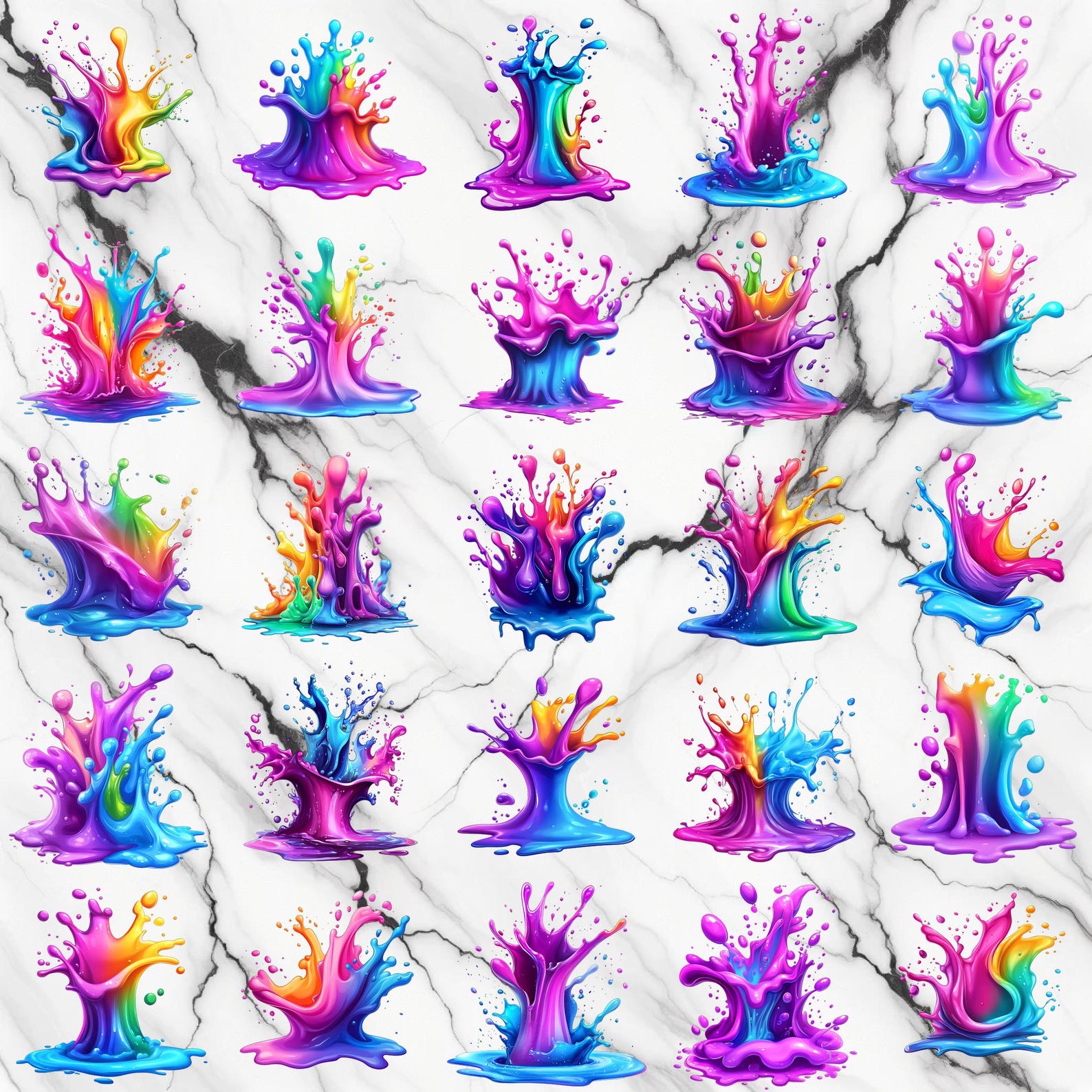 25 Watercolor Cartoon Color Splash, Color Splash Clipart Bundle ...