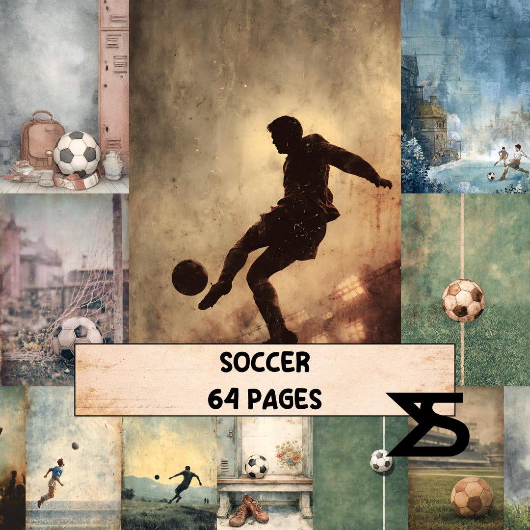 Soccer Junk Journal Kit Vintage Soccer Ephemera Printable Collage ...