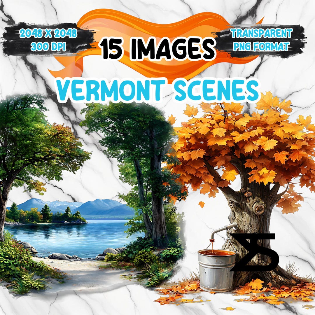 Watercolor Vermont Scenes PNG Image, Vermont Clipart Bundle, Commercial ...