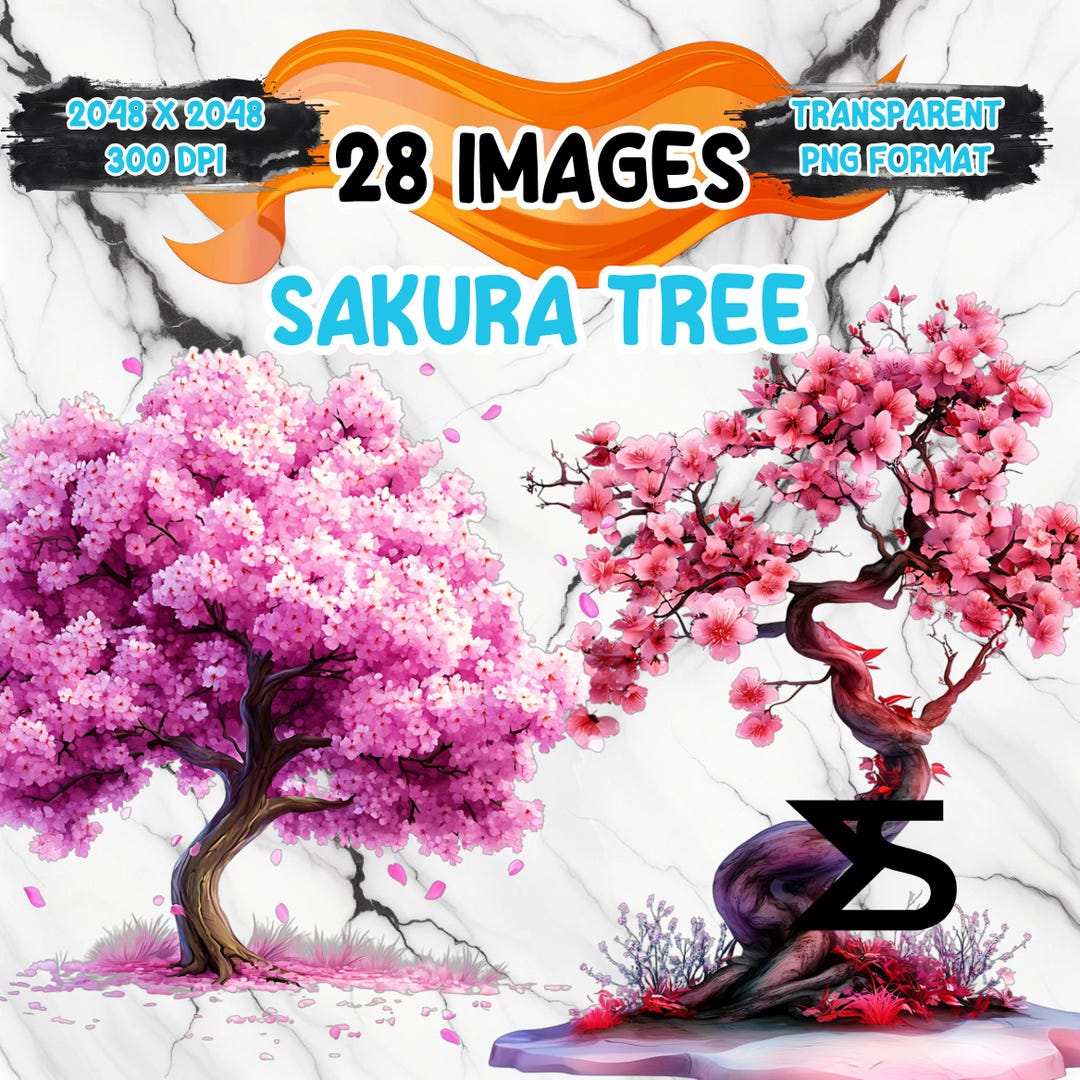 Watercolor Sakura Tree PNG Image on Transparent Background, Digital ...