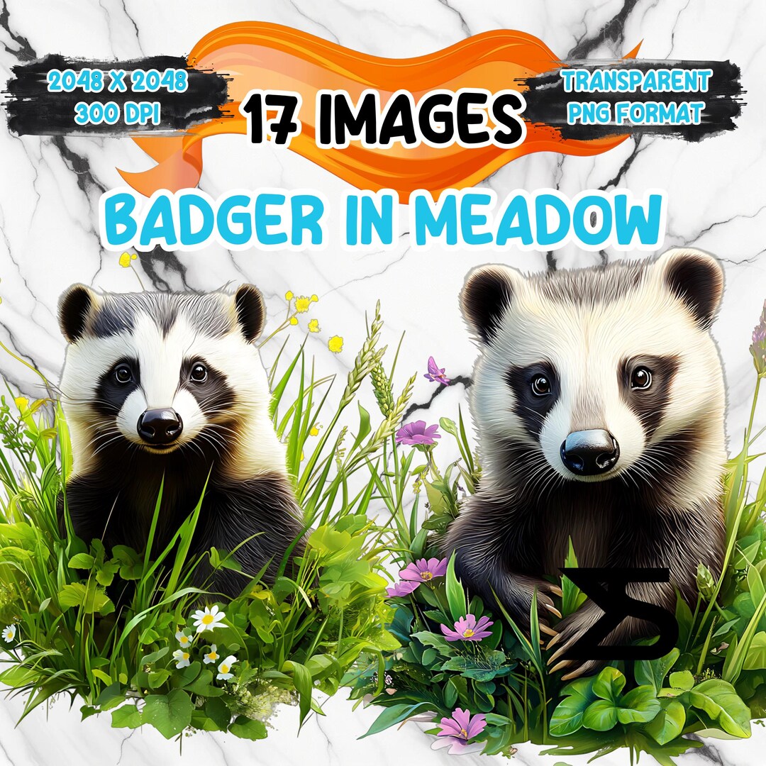 Watercolor Badger in Meadow PNG Image on Transparent Background ...