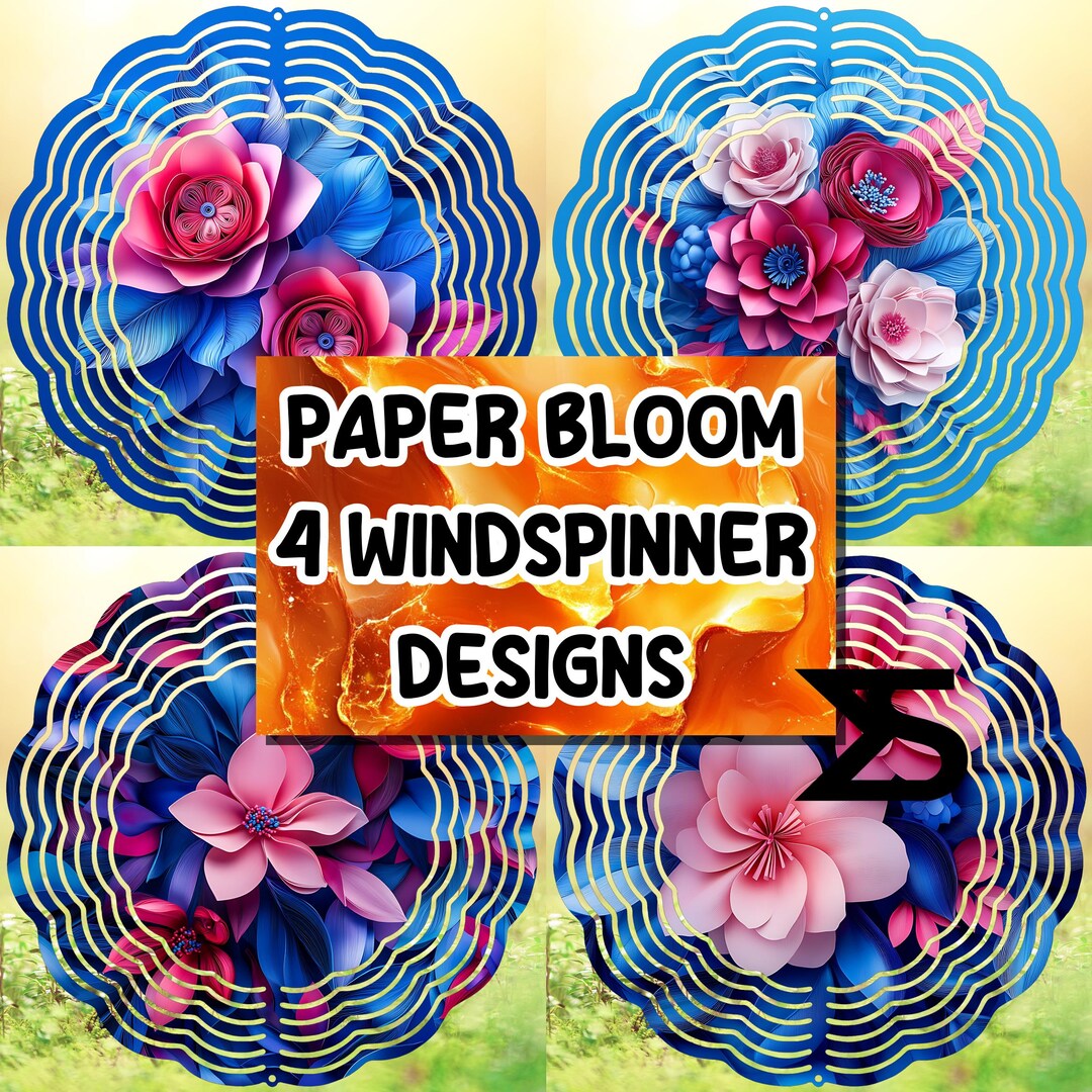Paper Bloom Wind Spinner PNG Sublimation Design, Wind Spinner Design ...