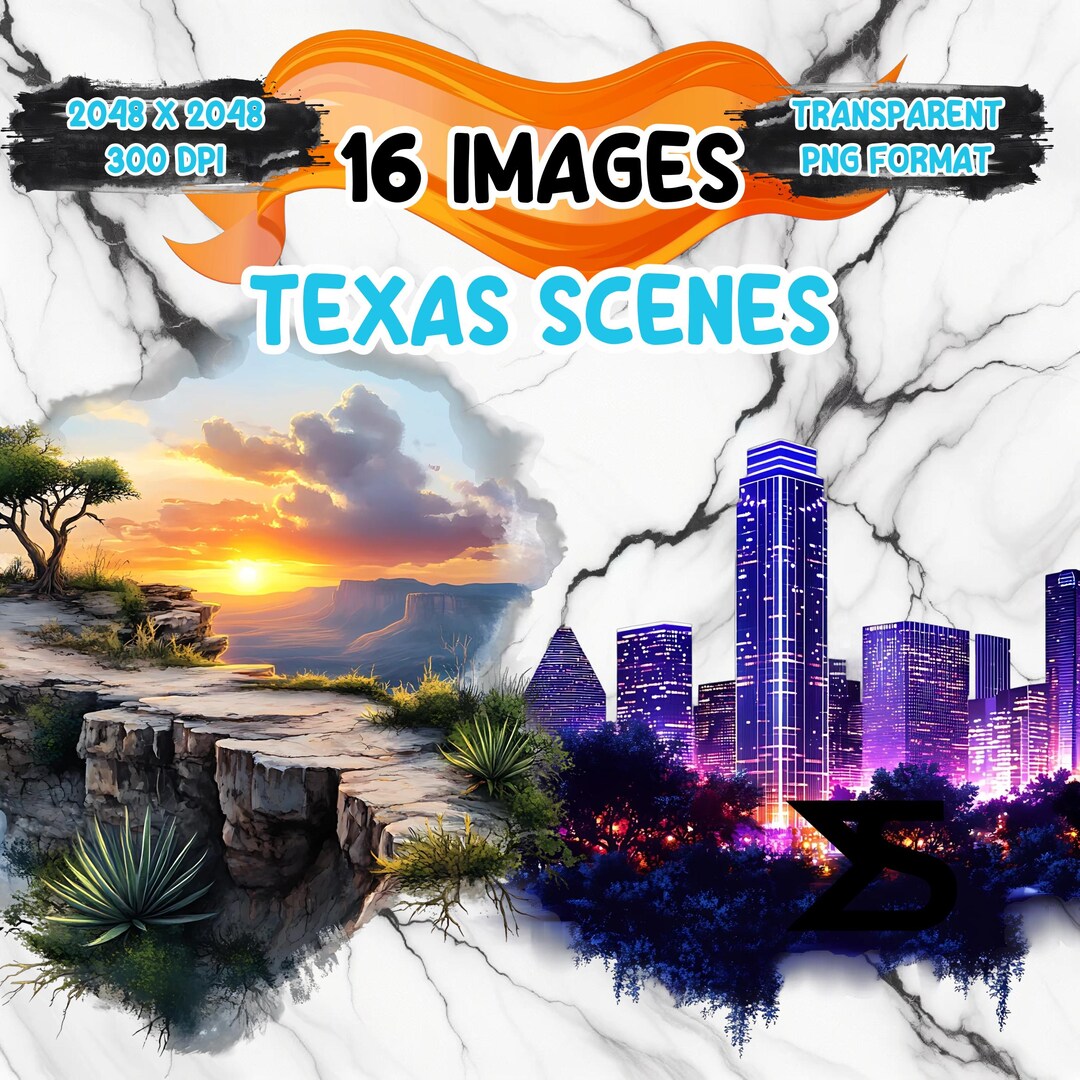 Watercolor Texas Scenes PNG Image, Texas Clipart Bundle, Commercial Use ...