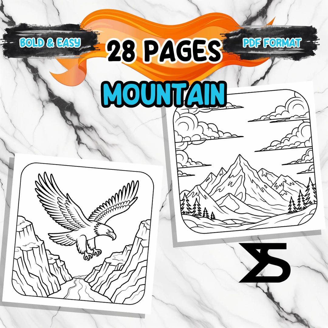 Mountain Coloring Book, Printable Adult Coloring Book, Coloring Pages ...