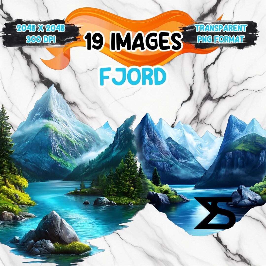 Watercolor Fjord PNG Image on Transparent Background, Digital Sticker ...