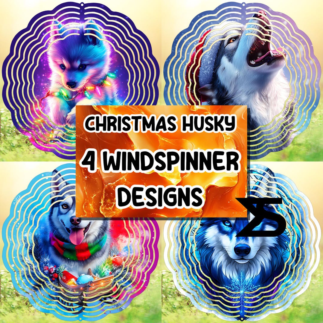 Christmas Husky Wind Spinner PNG Sublimation Design, Wind Spinner ...