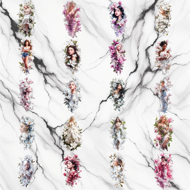 Watercolor Magnolia Girl PNG Clipart Image, Transparent Background ...