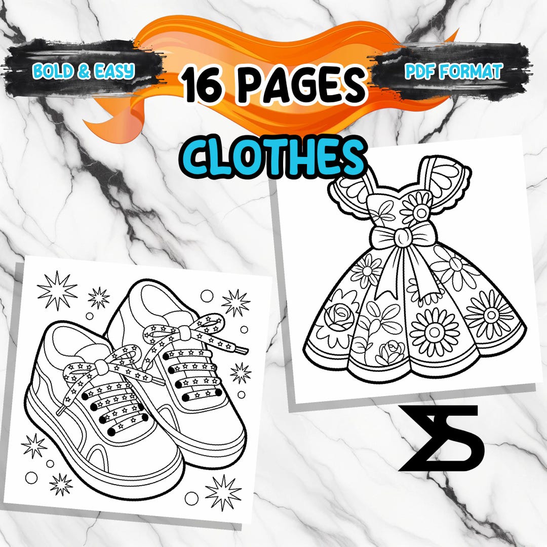 Clothes Coloring Book, Printable Adult Coloring Book, Coloring Pages Fo ...