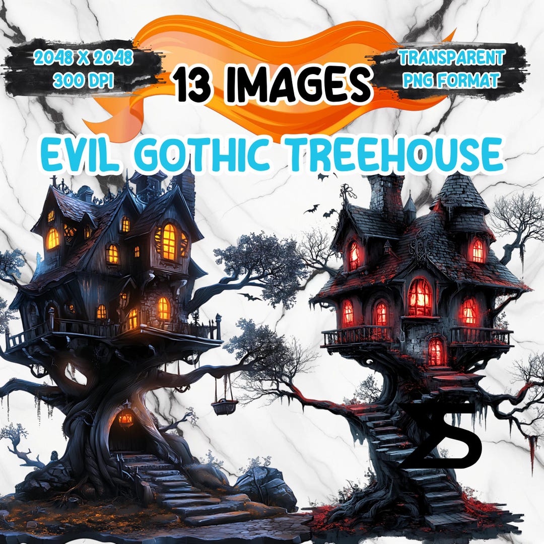 Watercolor Evil Gothic Treehouse PNG Image on Transparent Background ...
