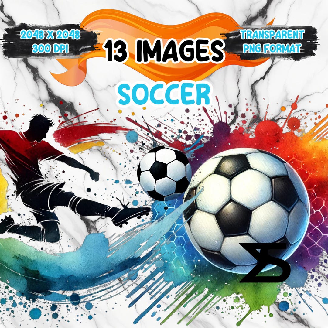 13 Watercolor Football Clipart , Soccer Clipart, Clipart Bundle ...