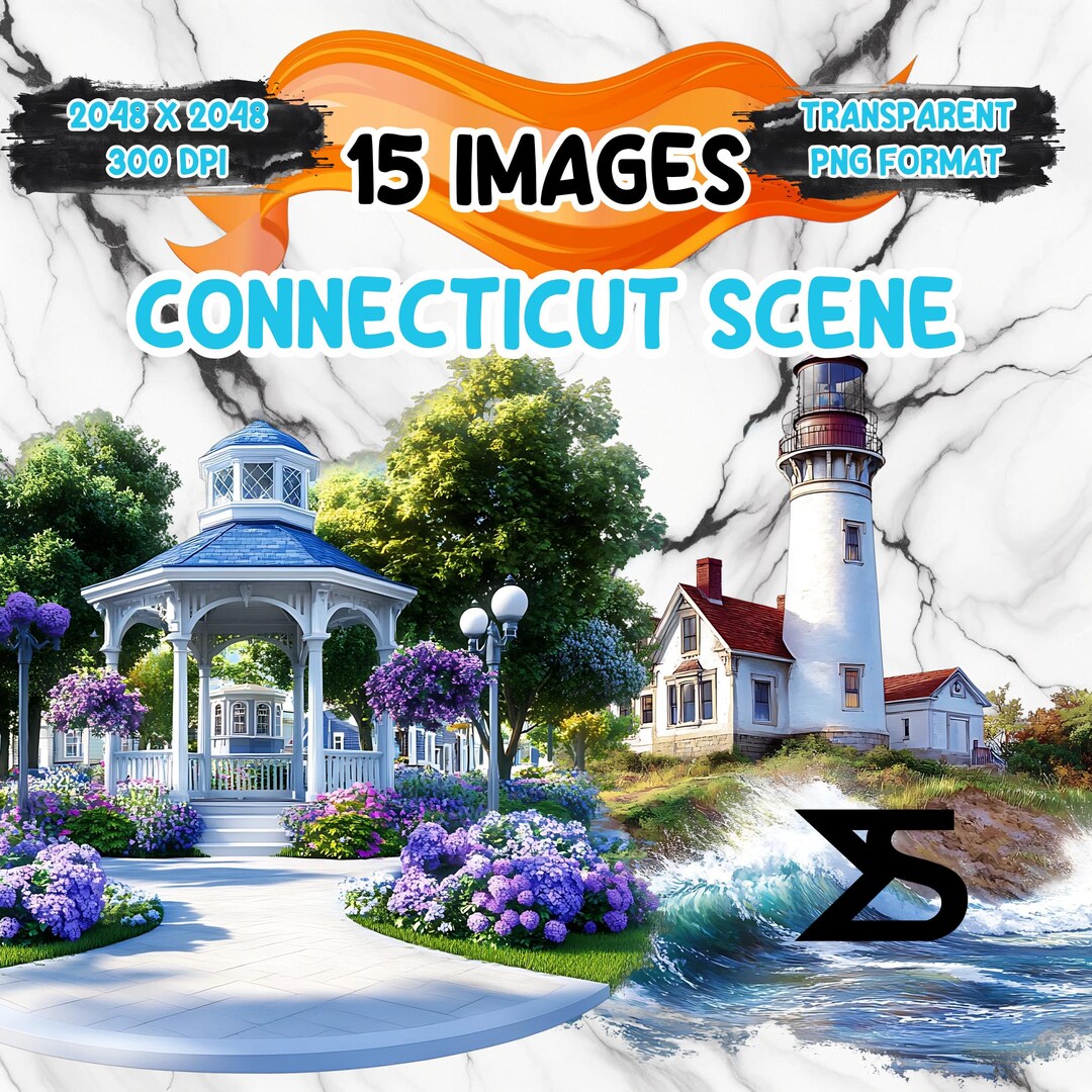 Watercolor Connecticut Scenes PNG Image, Connecticut Clipart Bundle ...