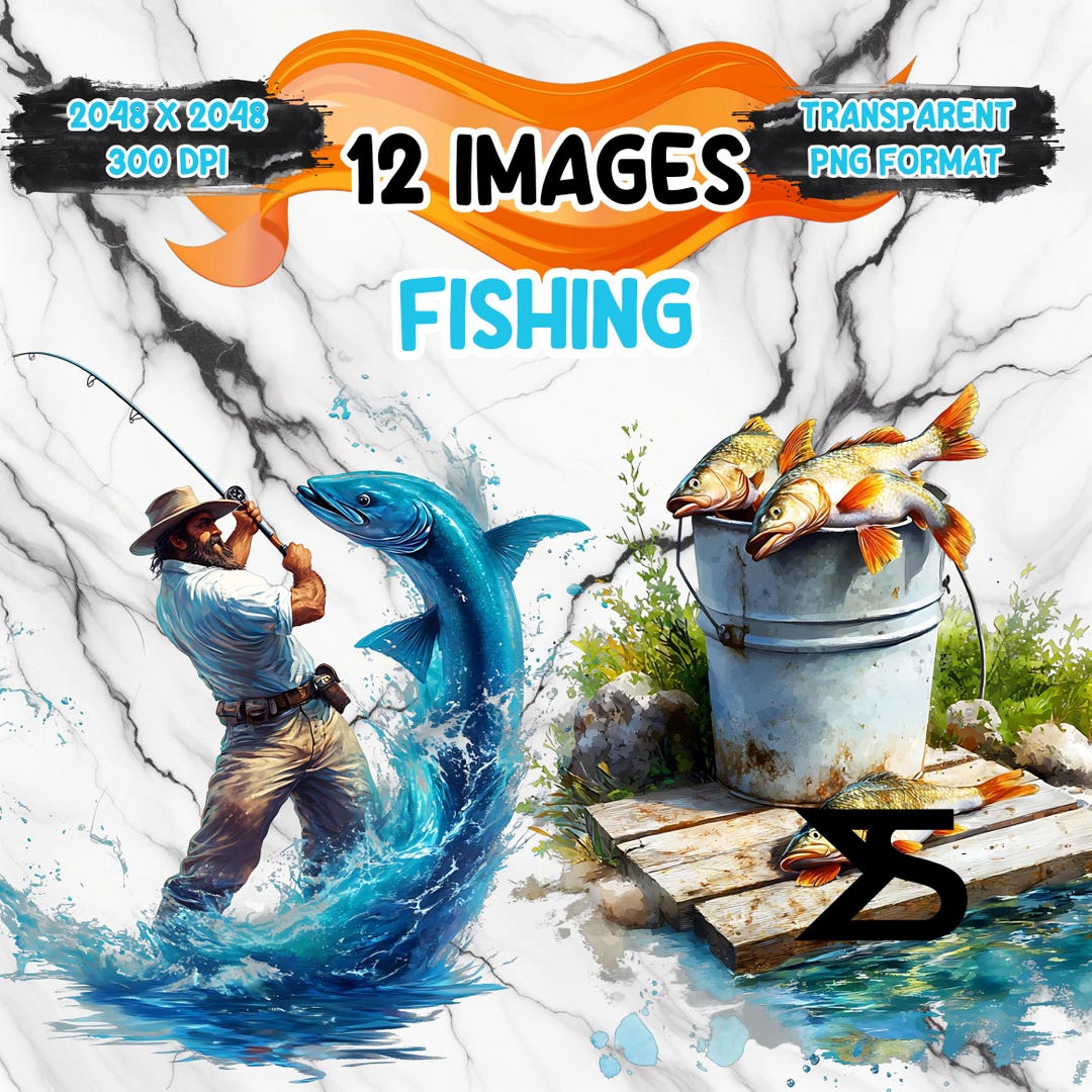 Watercolor Fishing PNG Image With Transparent Background, Fishing ...