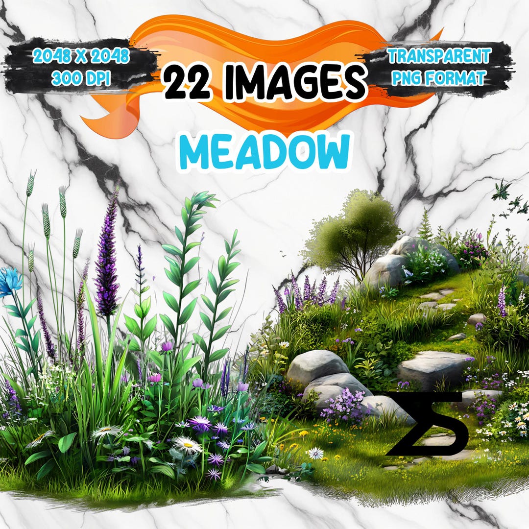 Watercolor Meadow PNG Image on Transparent Background, Digital Sticker ...