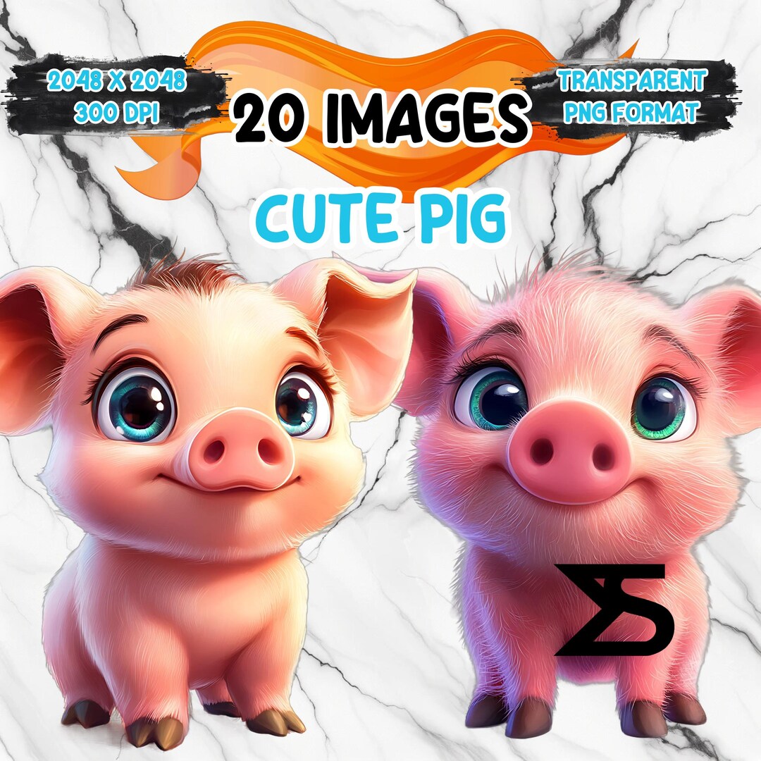 20 Watercolor Cute Pig, Cute Pig Clipart Bundle, Commercial Use ...