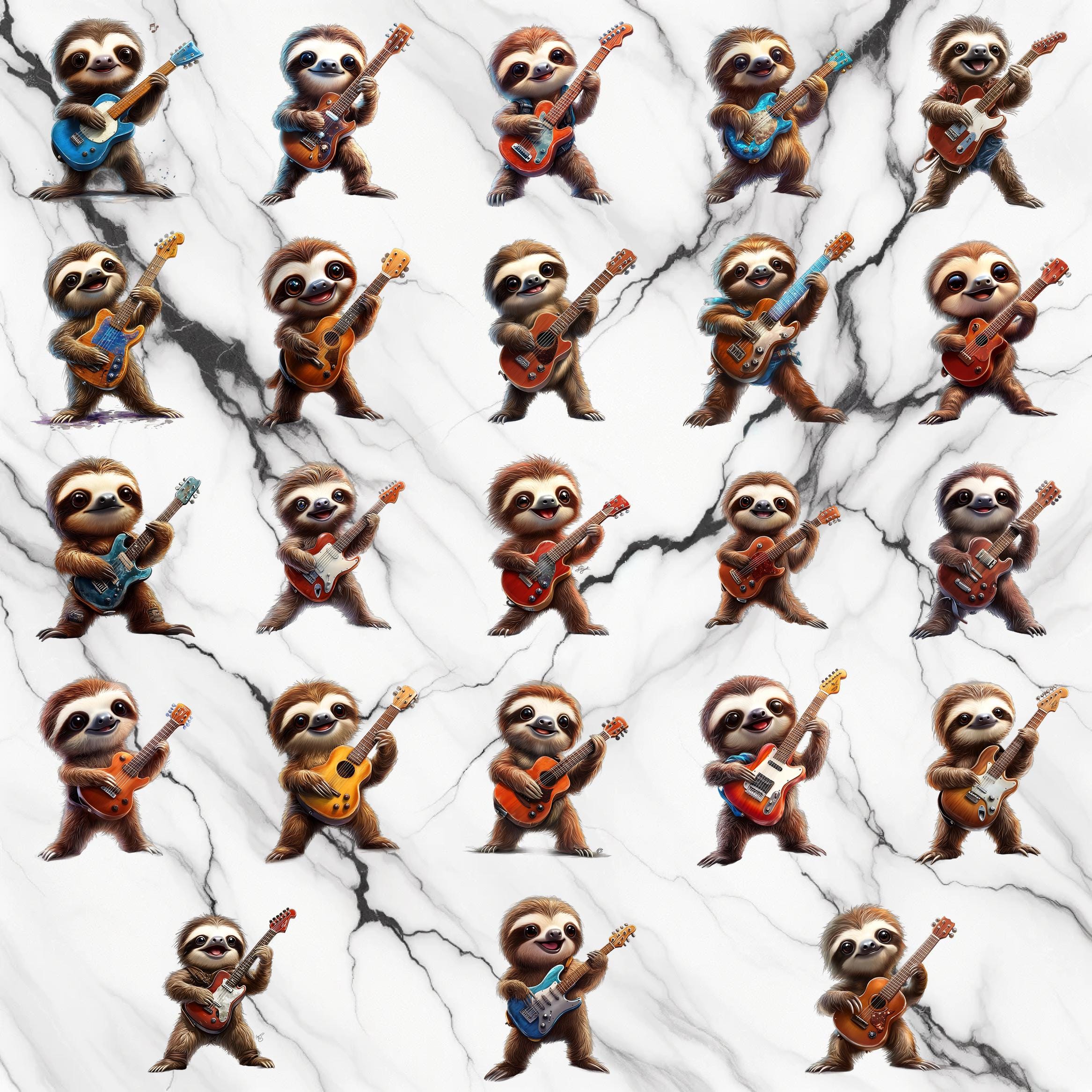 Watercolor Sloth Playing Guitar PNG Image on Transparent Background ...