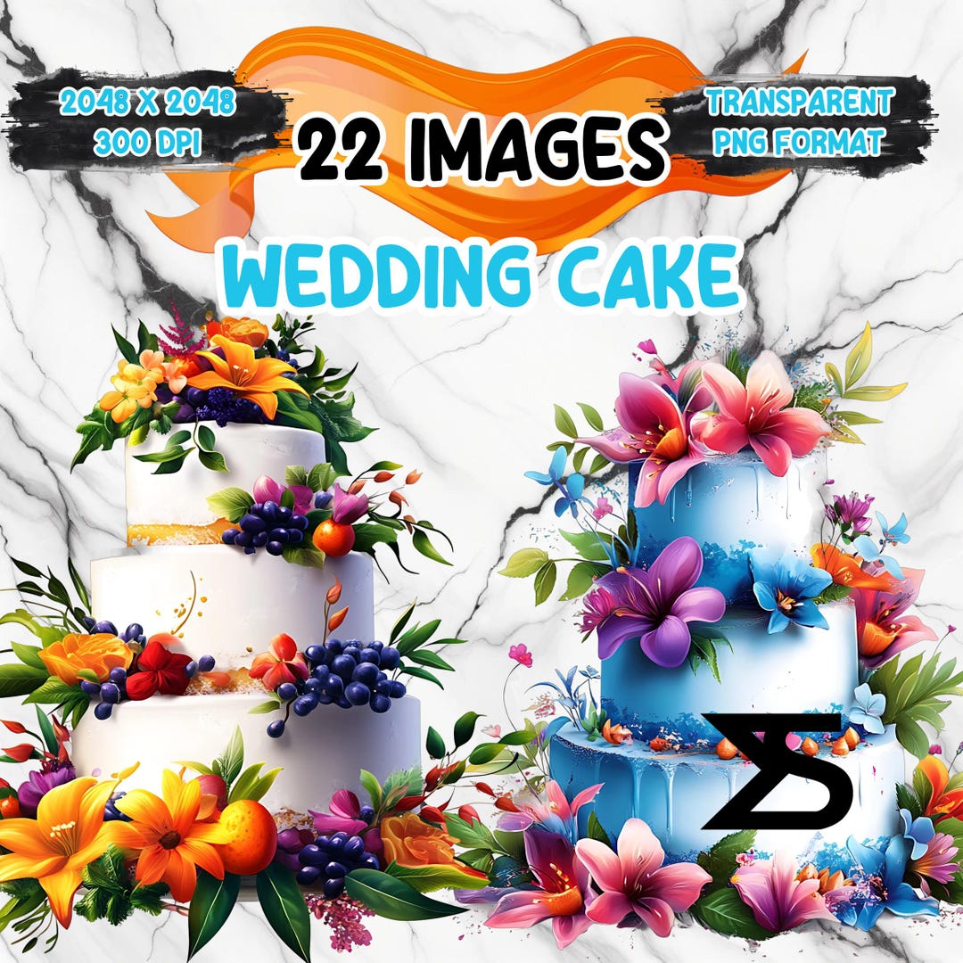 Watercolor Wedding Cake Clipart, Wedding Clipart Bundle, Commercial Use ...
