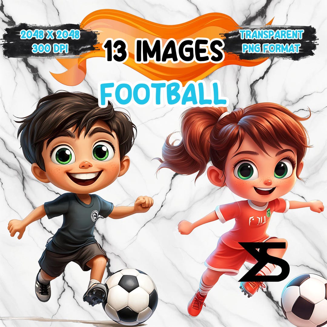 13 Watercolor Football Clipart , Cartoon Soccer Clipart, Clipart Bundle ...
