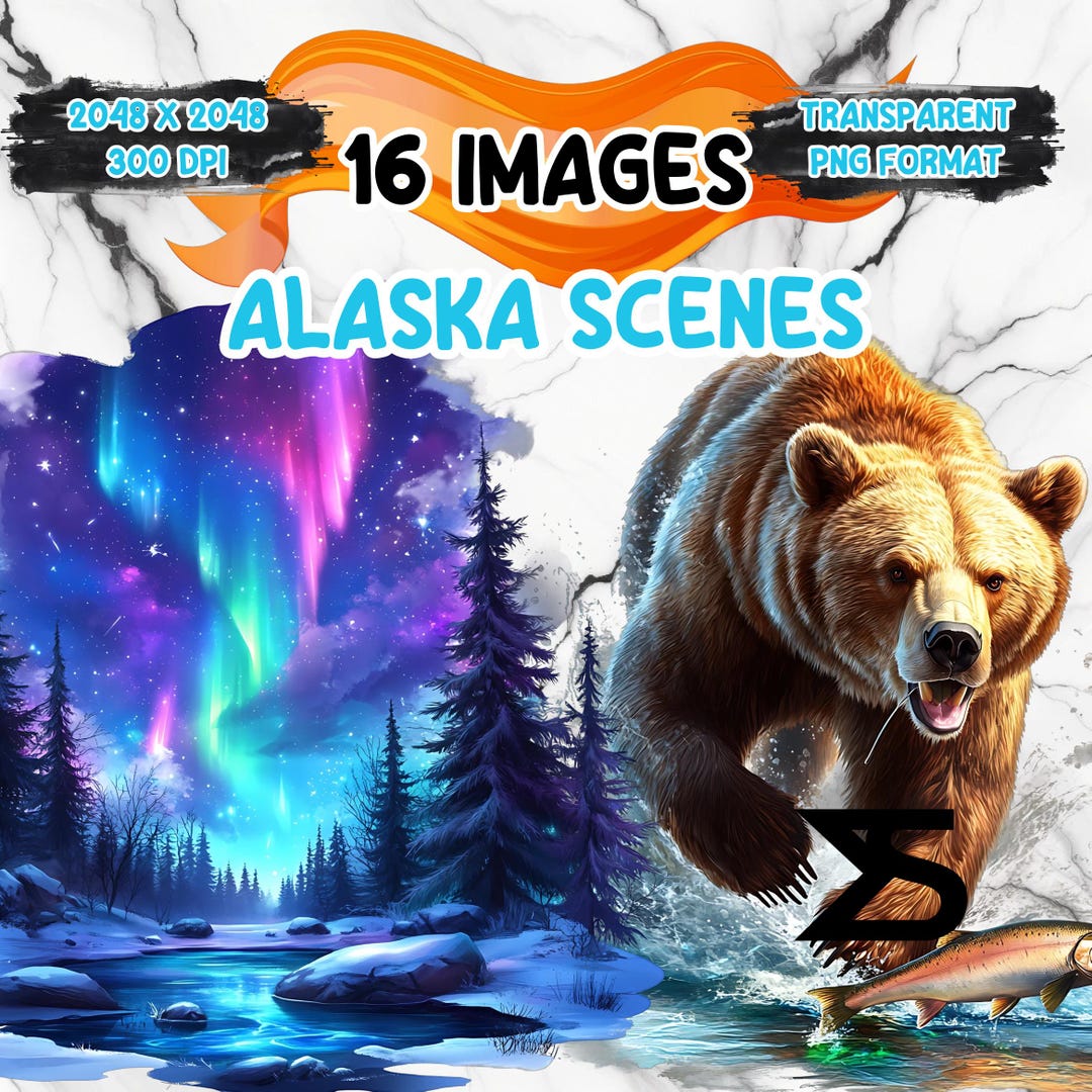 Watercolor Alaska Scenes PNG Image, Alaska Clipart Bundle, Commercial ...
