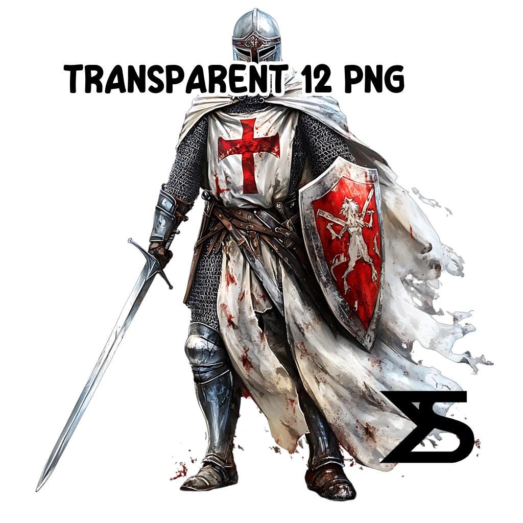Watercolor Knight Templar PNG Image on Transparent Background, Digital ...