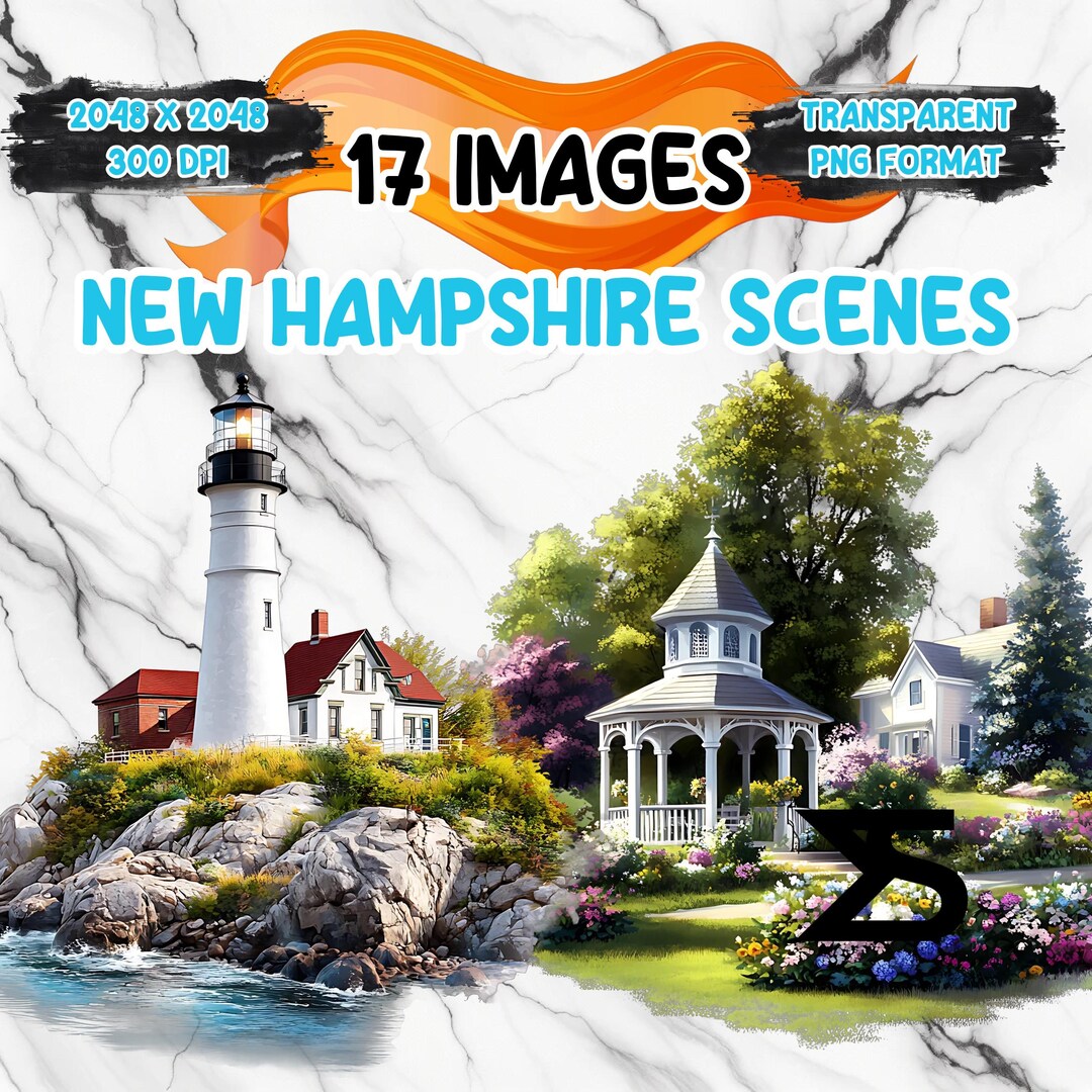 Watercolor New Hampshire Scenes PNG Image, New Hampshire Clipart Bundle ...