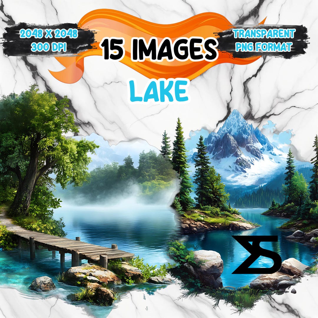 Watercolor Lake Landscape PNG Image With Transparent Background ...