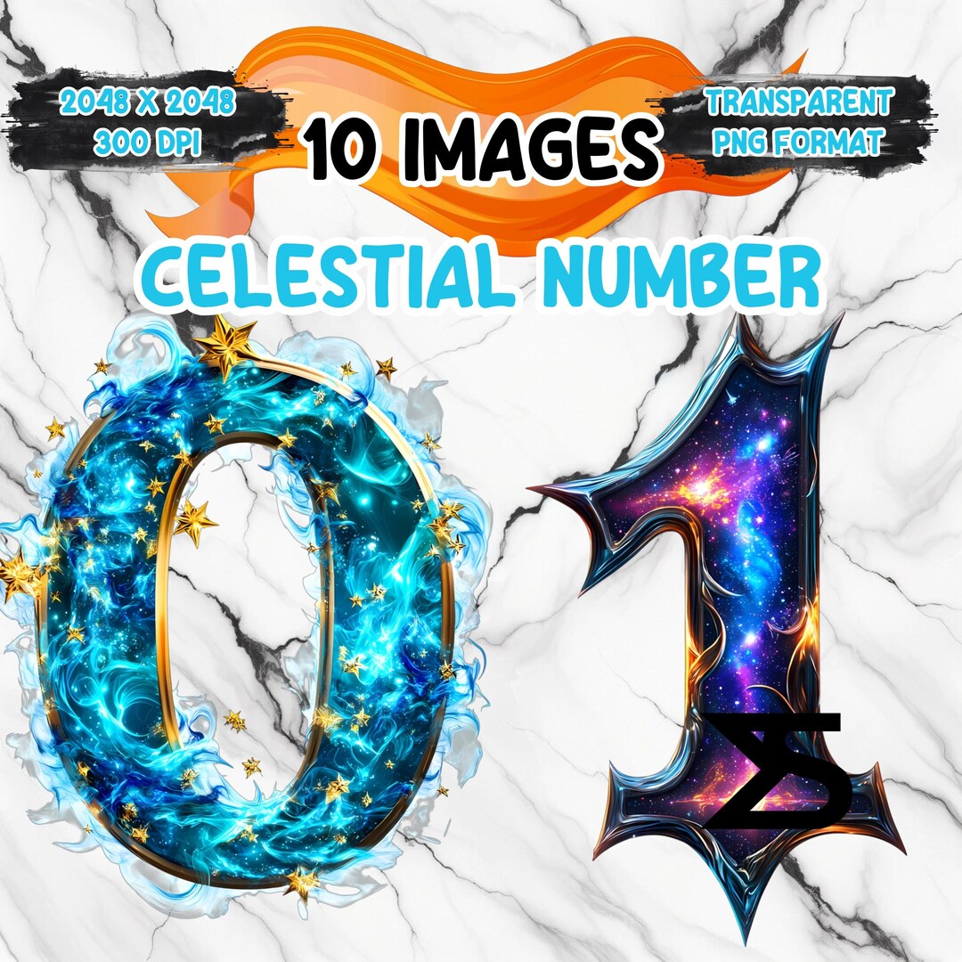 Watercolor Celestial Number PNG Image on Transparent Background ...