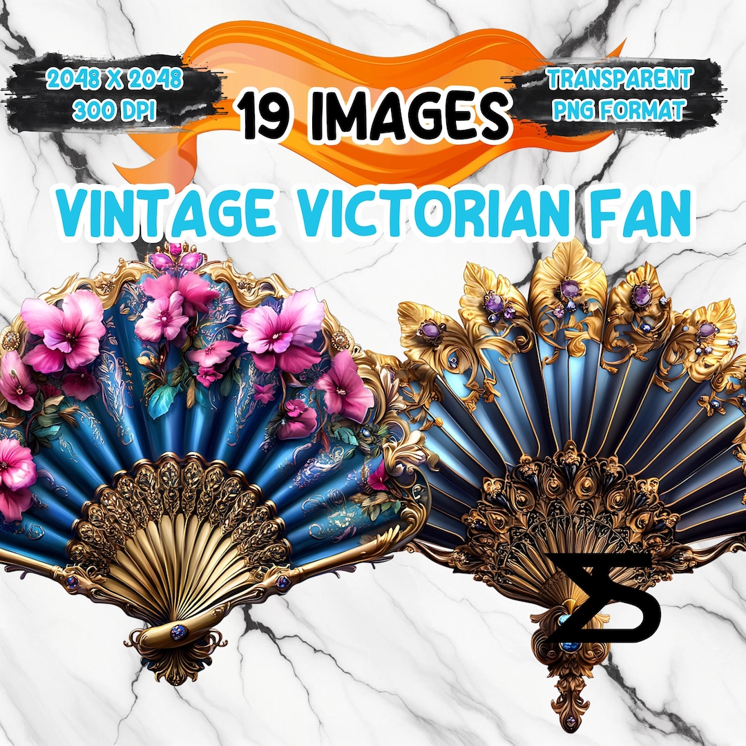 Watercolor Vintage Victorian Fan PNG Image on Transparent Background ...