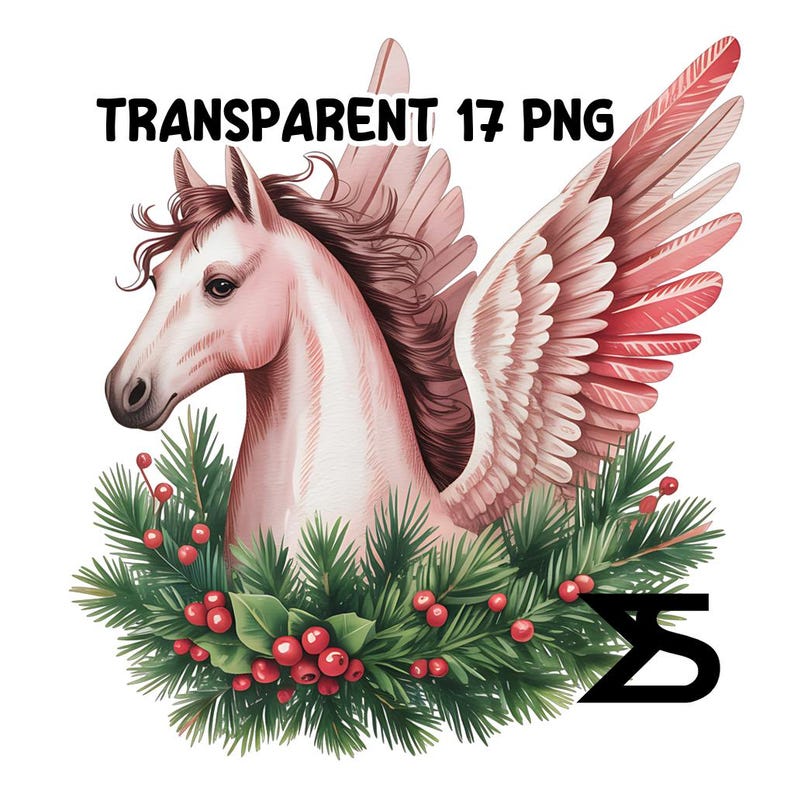 Watercolor Christmas Pegasus PNG Image on Transparent Background ...