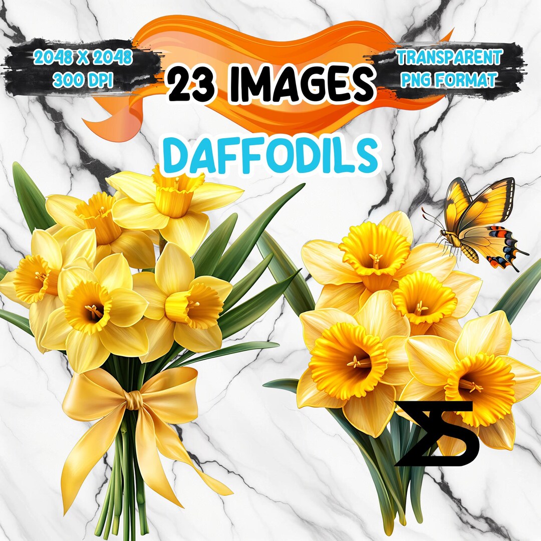Watercolor Daffodils PNG Image, Spring Clipart Bundle, Commercial Use ...