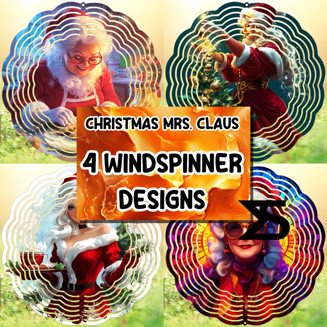 Christmas Mrs. Claus Wind Spinner PNG Sublimation Design, Wind Spinner ...