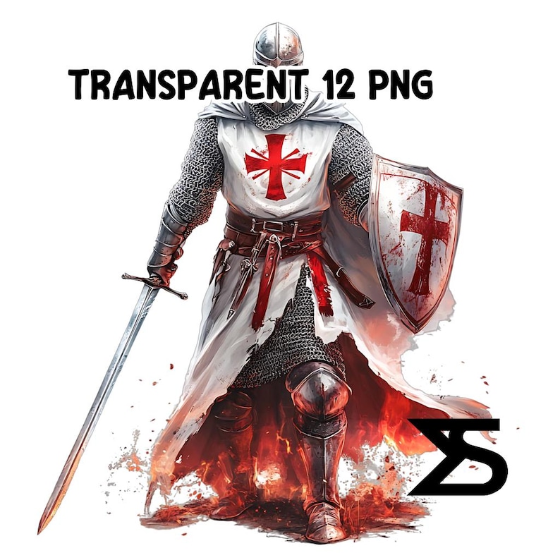 Watercolor Knight Templar PNG Image on Transparent Background, Digital ...