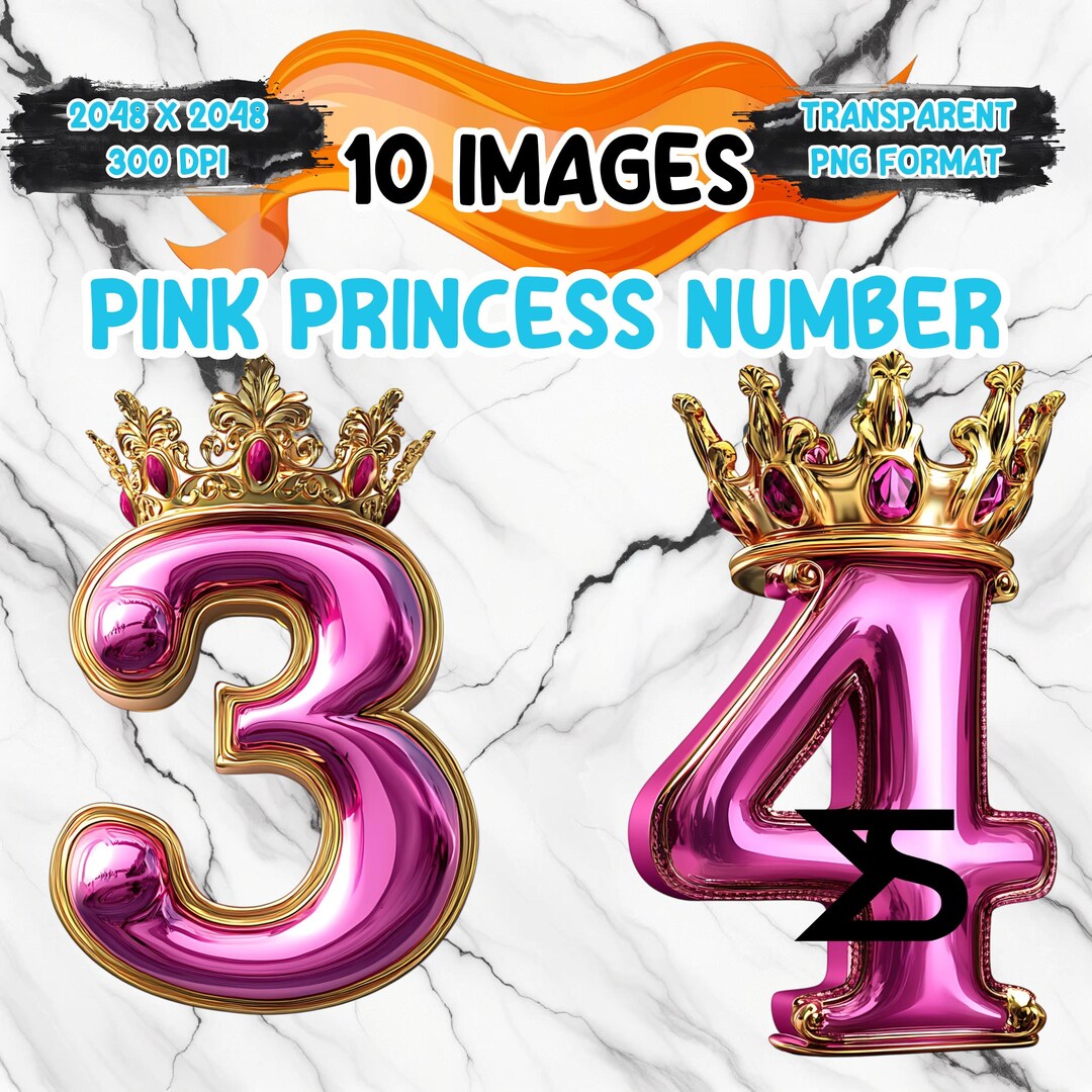 Watercolor Pink Princess Number PNG Image on Transparent Background ...