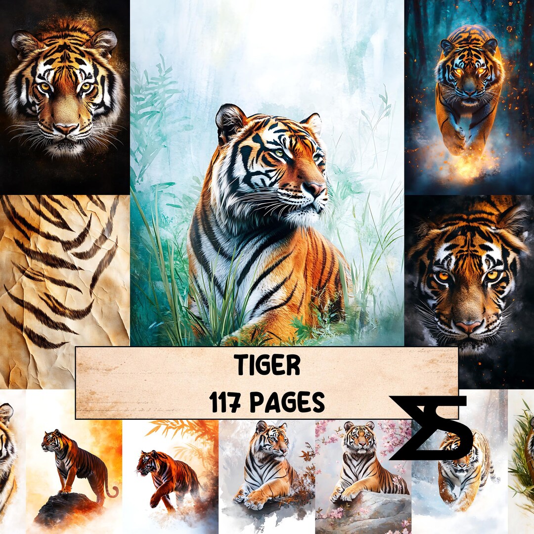 Tiger Vintage Junk Journal Kit Collage Ephemera Papers Stickers ...