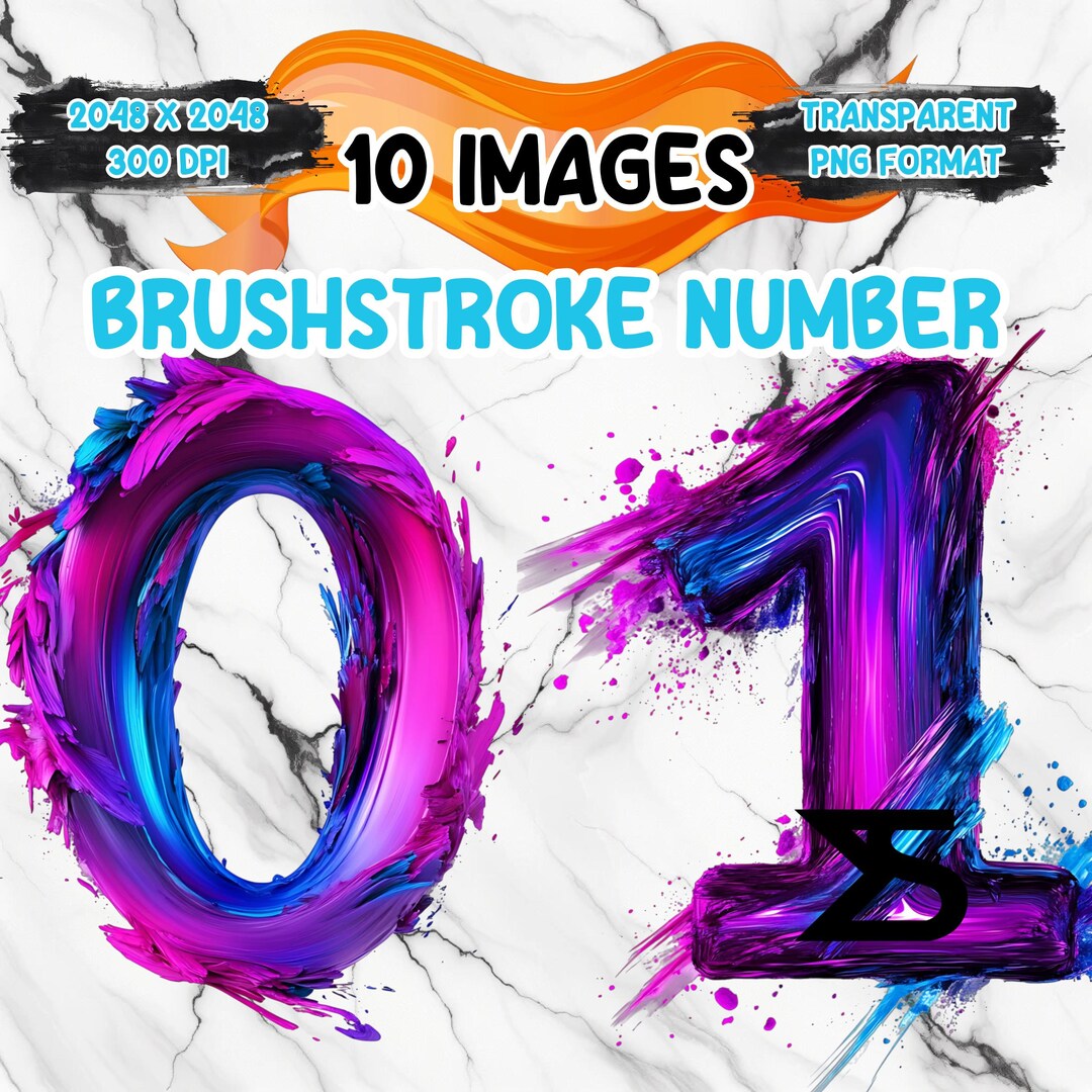 Watercolor Brushstroke Number PNG Image on Transparent Background ...