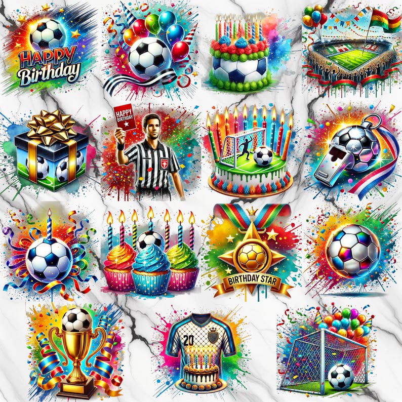 15 Watercolor Football Party Clipart , Soccer Party Clipart, Clipart ...