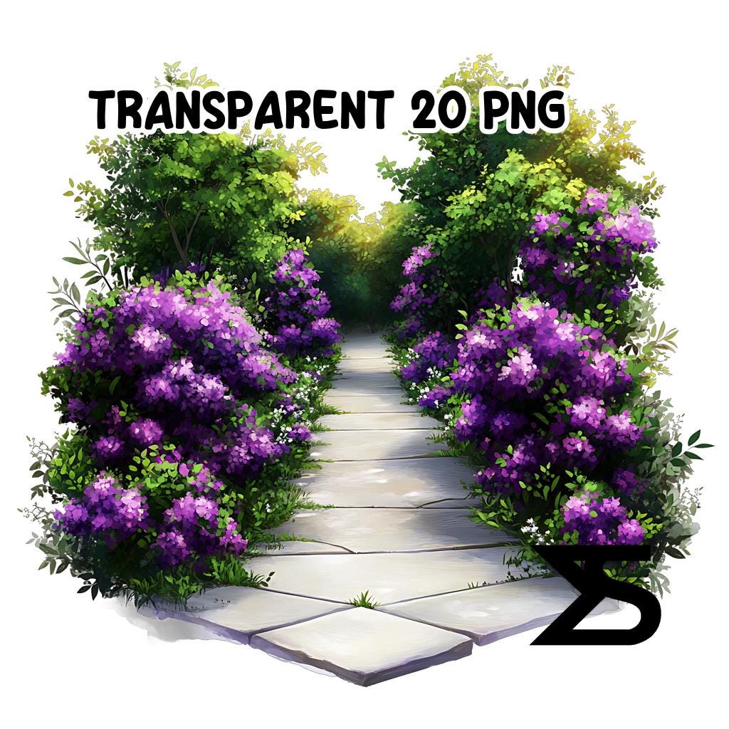 Watercolor Garden Path PNG Image, Spring Clipart Bundle, Commercial Use ...