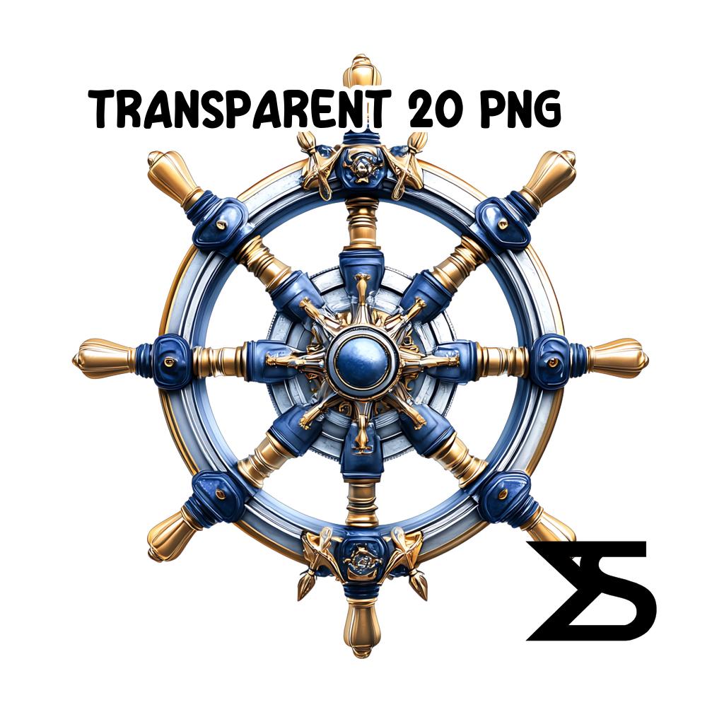 Watercolor Ships Wheel PNG Image on Transparent Background, Digital ...