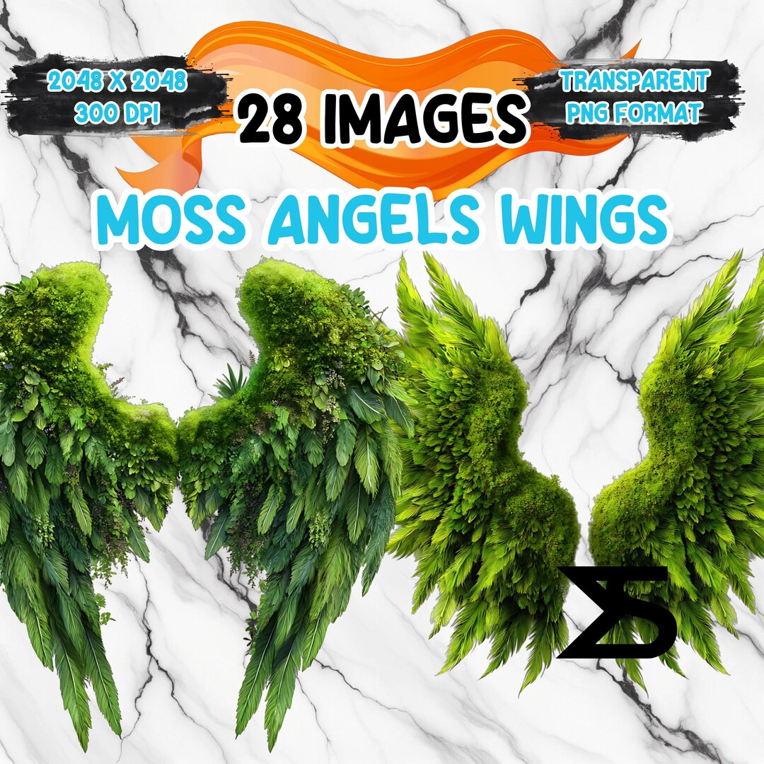 Watercolor Moss Angels Wings PNG Image on Transparent Background ...