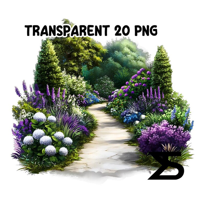 Watercolor Garden Path PNG Image, Spring Clipart Bundle, Commercial Use ...