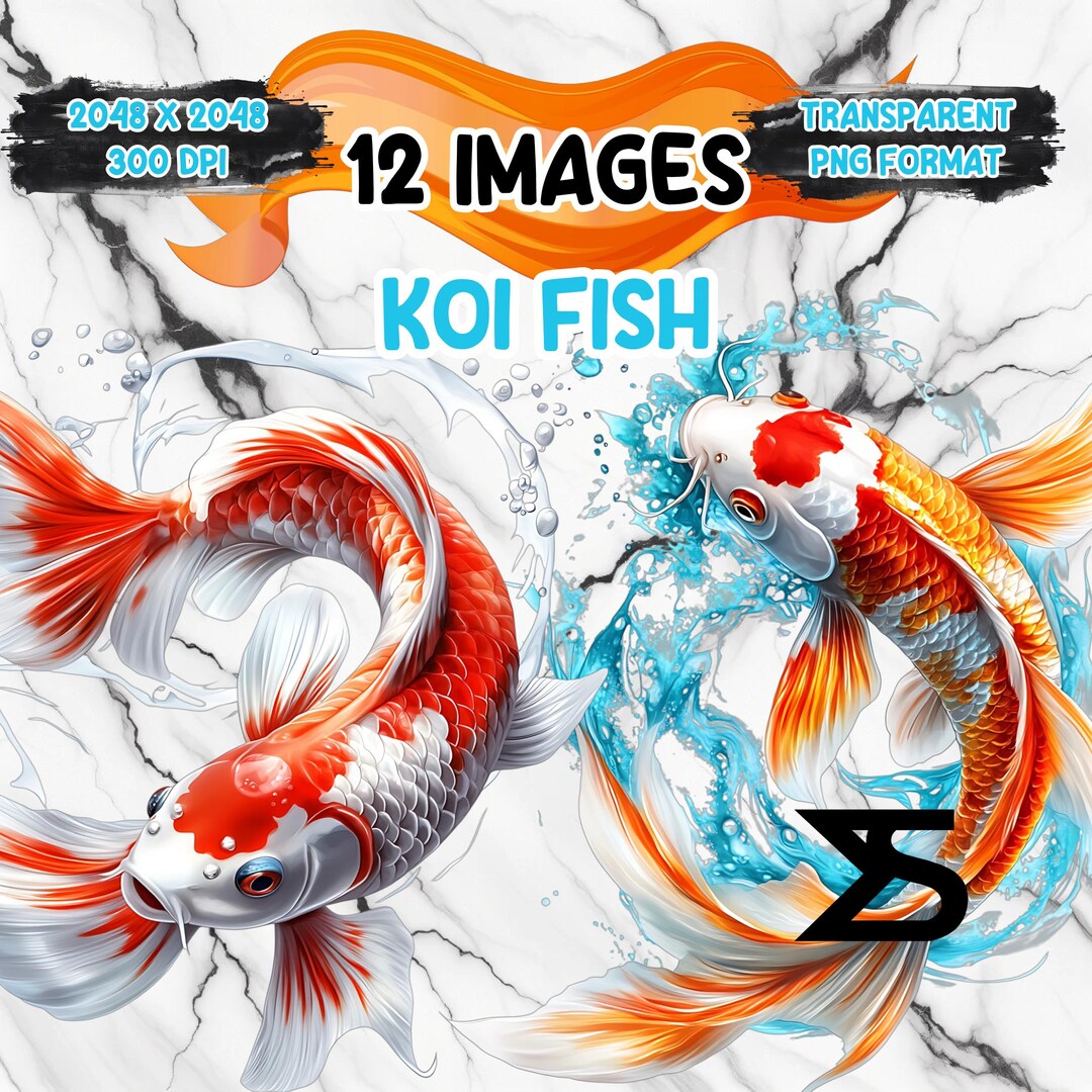 Watercolor Koi Fish PNG Image on Transparent Background, Digital ...