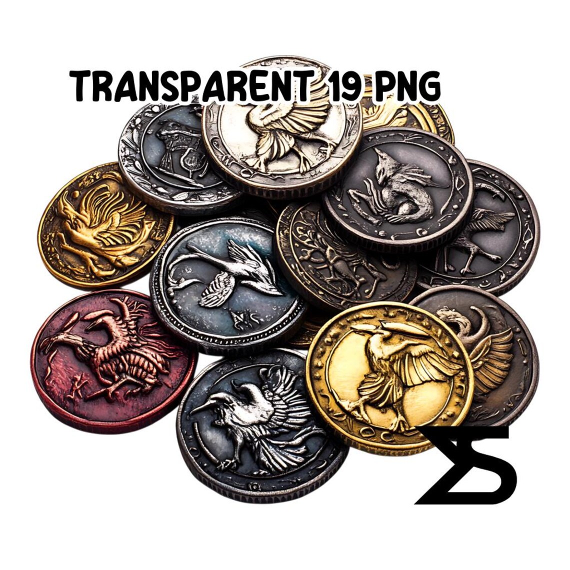 Watercolor Ancient Coins PNG Image on Transparent Background, Digital ...