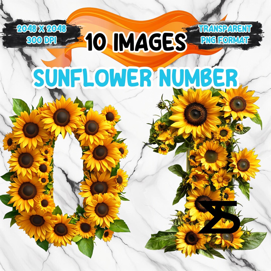 Watercolor Sunflower Number PNG Image on Transparent Background ...