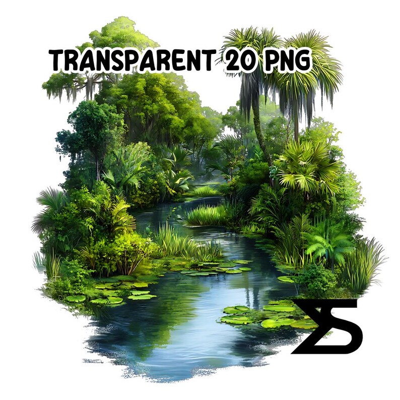 Watercolor Bayou PNG Image on Transparent Background, Digital Sticker ...