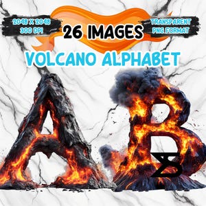 Watercolor Volcano Alphabet PNG Image on Transparent Background ...