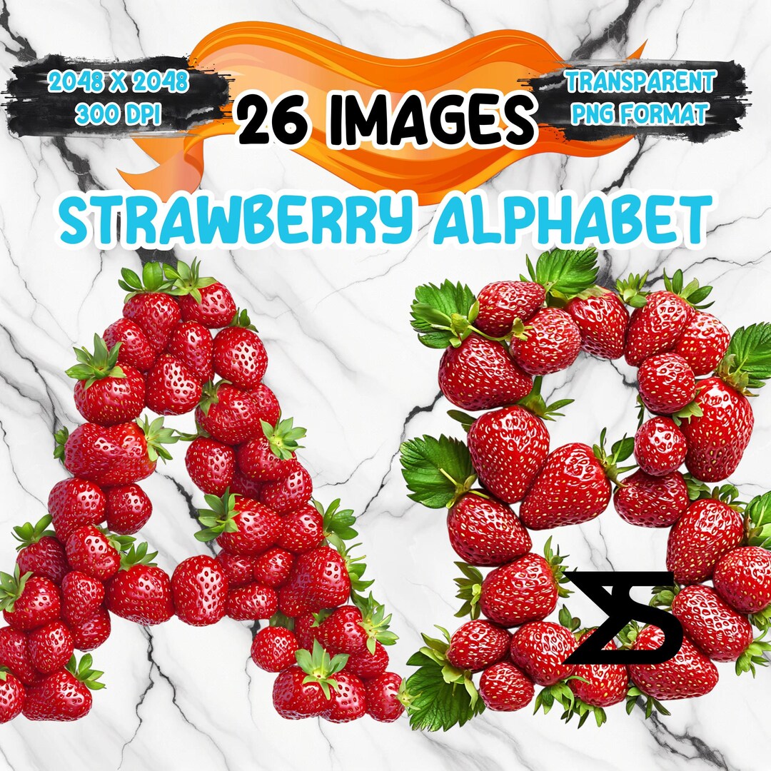 Watercolor Strawberry Alphabet PNG Image on Transparent Background ...
