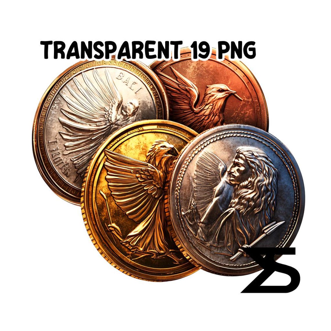 Watercolor Ancient Coins PNG Image on Transparent Background, Digital ...