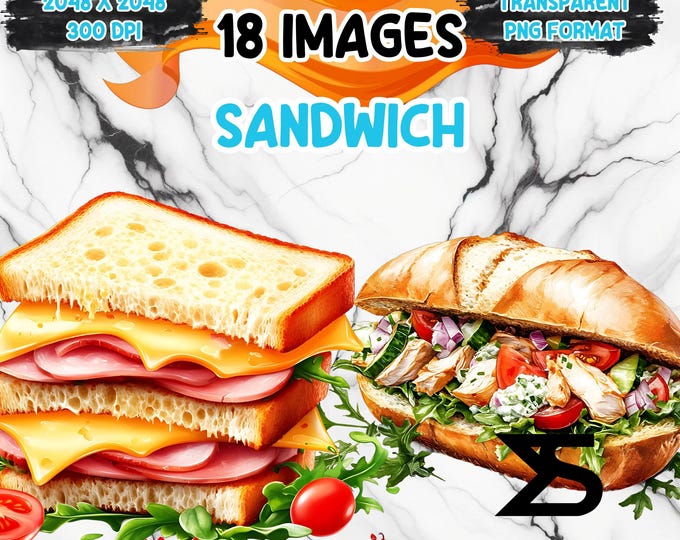 Food Illustration, Sandwich PNG, Clipart PNG, Sublimation Clipart ...