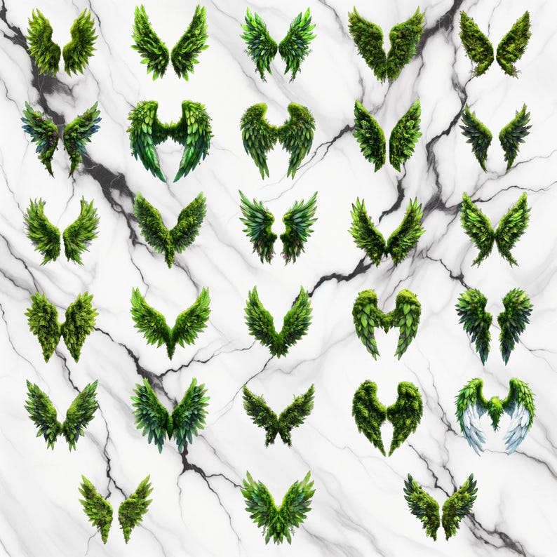 Watercolor Moss Angels Wings PNG Image on Transparent Background ...